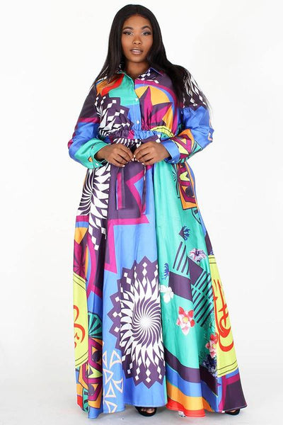 Print Long Sleeve Dress – Diva's Den Fashion, LLC