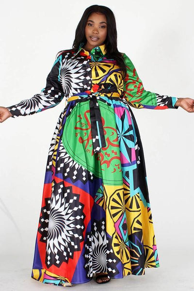 Print Long Sleeve Dress – Diva's Den Fashion, LLC